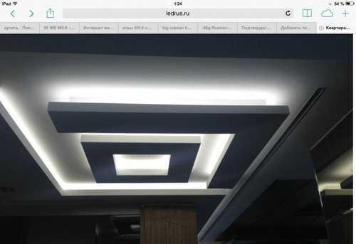 Натяжной потолок многоуровневый с подсветкой