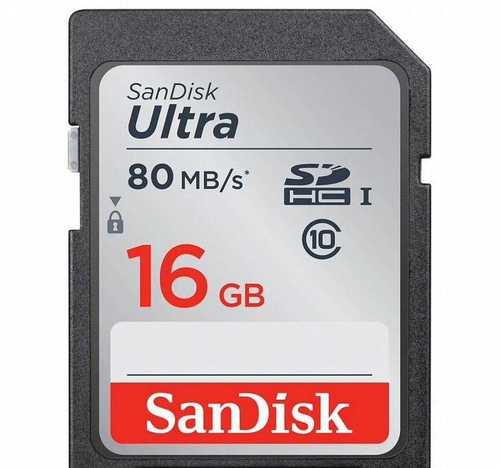 Карта памяти SanDisk sdhc Class10 Ultra UHS-I (80Mb/s) 16GB