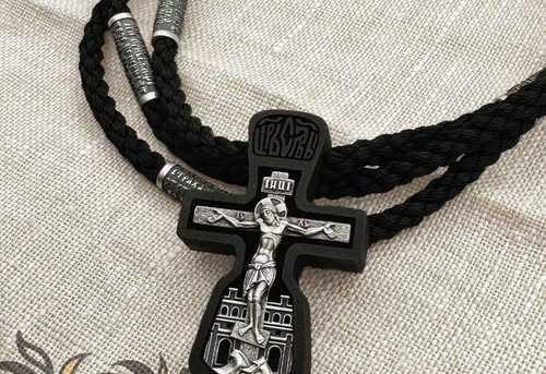 Крест Черный Граб Распятие Христово на гайтане