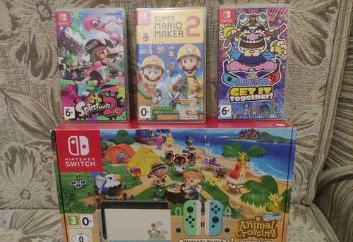 Nintendo Switch Animal Crossing Edition + 3 игры