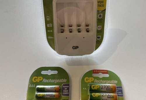 Аккумуляторные батарейки GP AA, AAA, заряд. устр