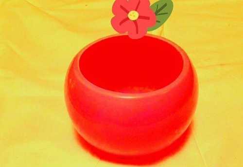 Горшок керамический глазированный Розовый красный