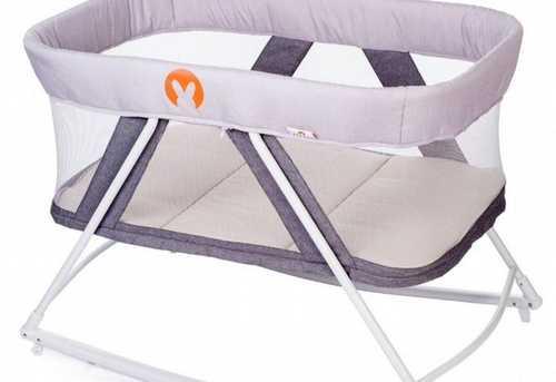Детская кровать-манеж 2в1 "Rocking Crib" серая