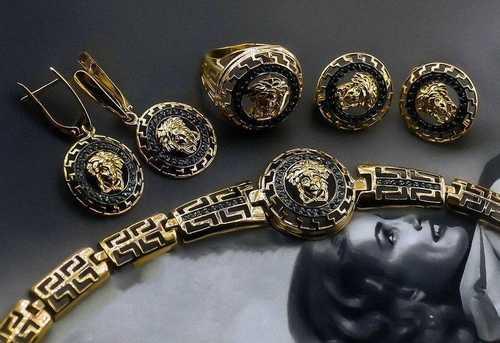 Золотой комплект 585 пробы versace