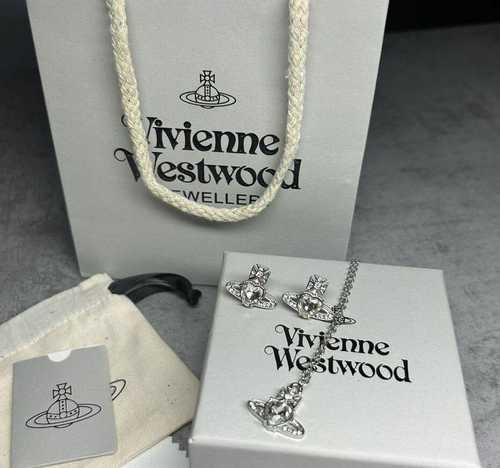 Vivienne westwood серьги+цепь (серебро)