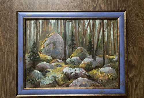 Картина маслом лесной пейзаж в подарок