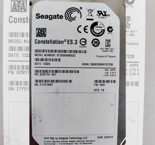 Жесткие диски Seagate Constellation 500Gb 1Tb 2Tb