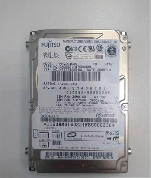 Жесткий диск Fujitsu MHV2040AS 40GB 2,5" IDE