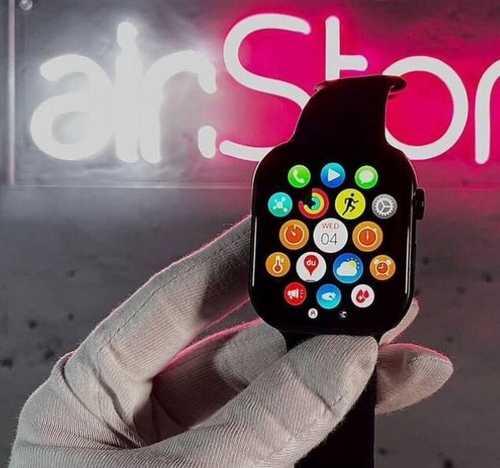 Смарт часы Apple Watch 10 с яблоком при включении