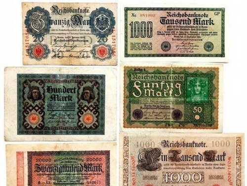 Набор банкнот Германии (1910-1923) состояние