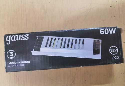 Блок питания Gauss 60W 12V IP20 ультратонкий