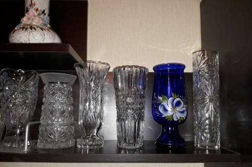 Хрустальные вазы СССР стекло салатники