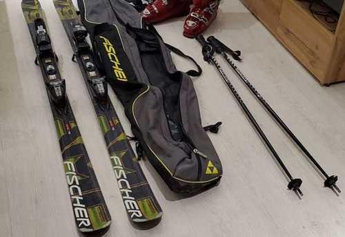 Горные лыжи Fischer с ботинками 42.5 + чехлы