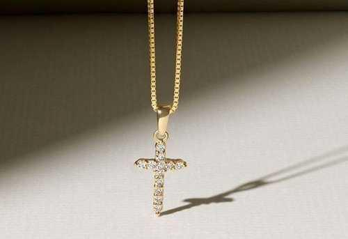 Золотой крест с бриллиантами на заказ