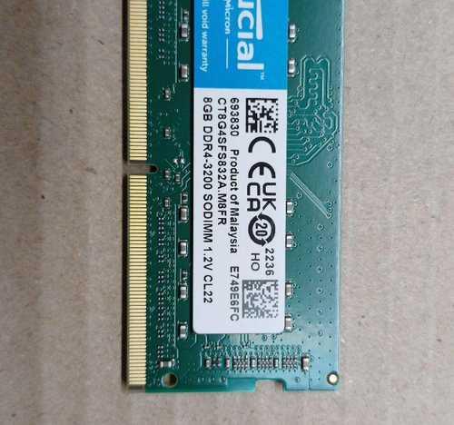 Crucial 8 гб DDR4 3200 мгц sodimm