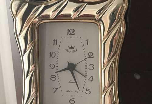 Настольные часы будильник с серебряной накладкой
