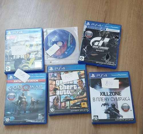 Fifa 17 и 19, Gran turismo,God of war,gta