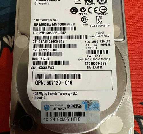 Жесткий диск HP MM1000fbfvr 1Tb SAS 2,5" HDD