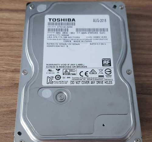 Жесткий диск 3,5" 500Gb Toshiba