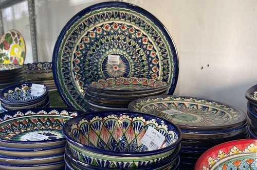 Узбекская посуда + ляган + тарелка + пиала