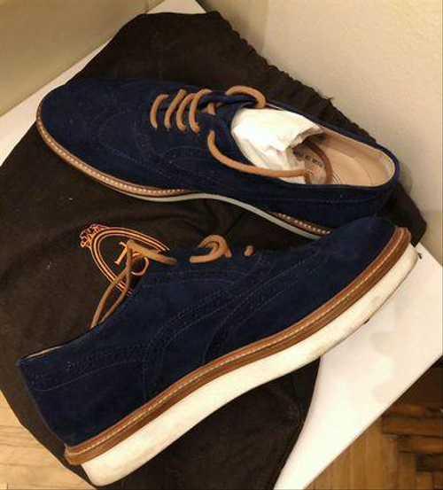 Tods оригинал. Замшевые ботинки кеды синего цвета