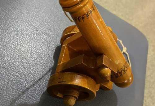 Деревянная игрушка пушка винтаж