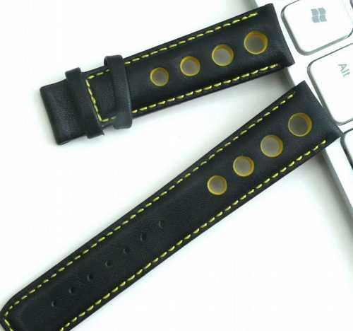 Кожаный чёрный ремешок для часов Tissot PRS 516