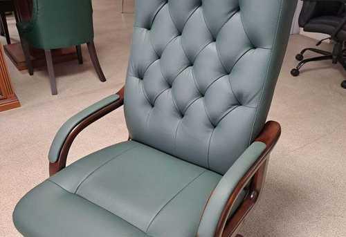 Кресло руководителя зеленая кожа