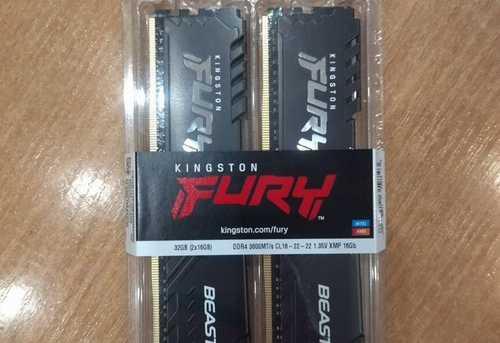 Kingston DDR4 32GB 3600MHz Новая, гарантия