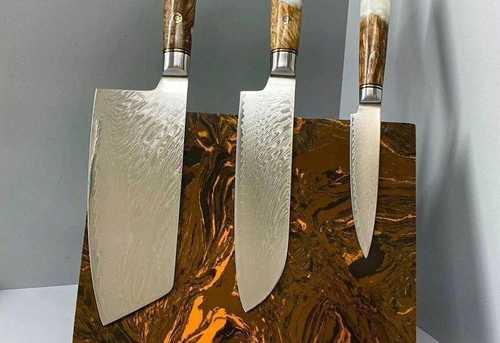 Кухонные ножи домасская сталь, комплект тройка