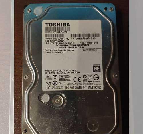 Жёсткий диск hdd Toshiba 500гб SATA2