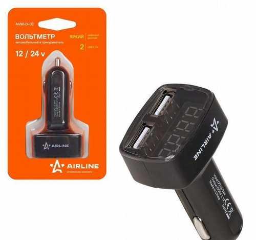 Avmd02 Вольтметр   2usb 3,1a в прикуриватель 12-24в (avm-d-02)