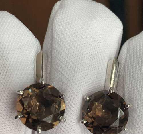 Серьги из серебра вес 4,13гр с раухтопазом