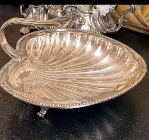 Блюдо ракушка серебрение