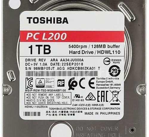 1Tb 2.5" Toshiba PC L200 (5400RMP, 128Mb)