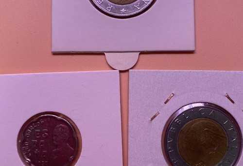 Монеты- 2 Италия; 1 монета - Испания