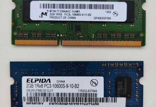 Оперативная память ddr3 2х2gb для ноутбука