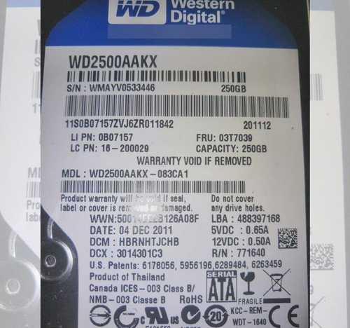 HDD 3,5 WD 250 Gb