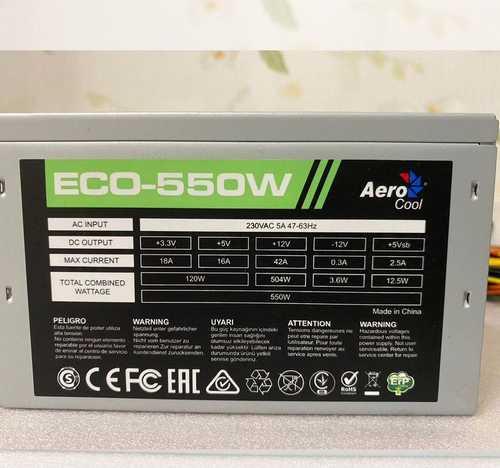 Блок питания aerocool eco 550w