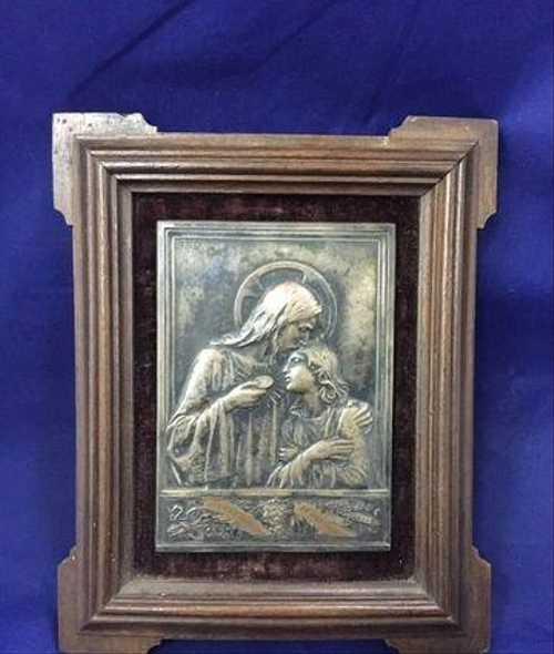 Икона старинная Иисус Христос и Иоанн Богосл.1905г