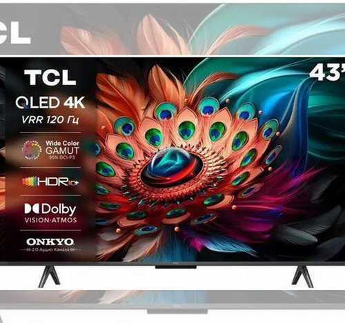 Новый TCL 43C655 43", 4K, Qled, 120Гц, Google TV