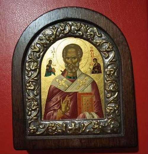Икона Св. Николая.Оклад серебро 925