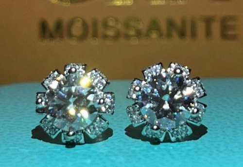 Муассанит бриллиант серьги винтовой 1 (2) карат