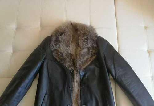 Кожаная куртка мужская мех енот