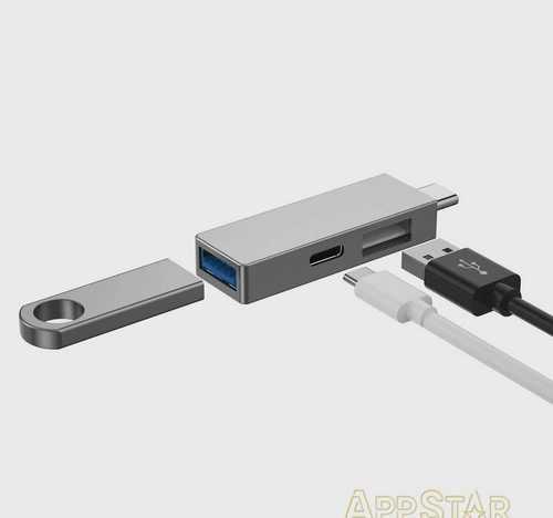 Переходник WiWU Type-C - 2 USB-A&Type-C Alpha T02P