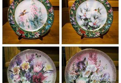 Декоративные тарелки цветы и колибри Lena Liu