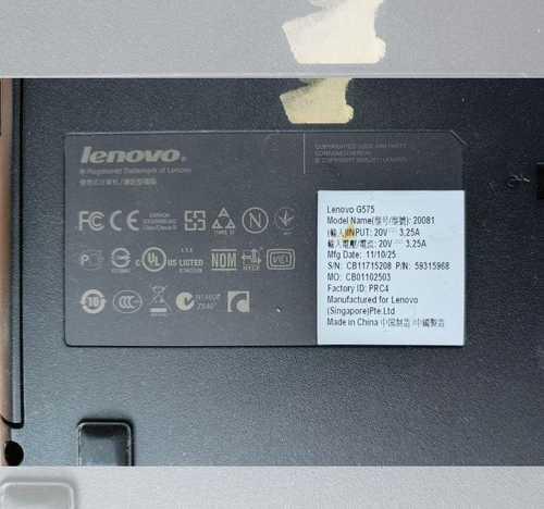 Ноутбук lenovo g575