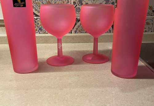 Фужеры и стаканы розовые неоны