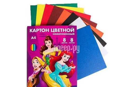 Картон цветной Disney Принцессы Дисней A4 8 ли