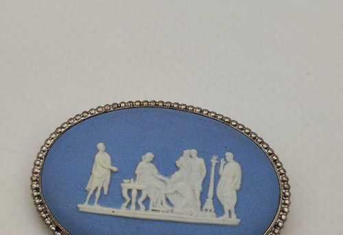 Брошь винтажная бисквит Веджвуд Wedgwood серебр